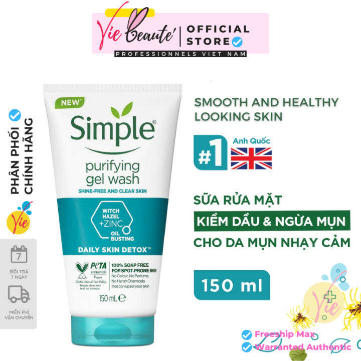 Sữa rửa mặt SIMPLE Purifying Gel Wash kiềm dầu giảm mụn sạch da 150ml ...