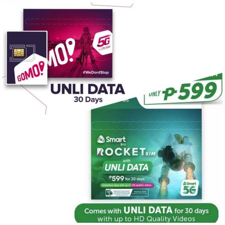 Sim With 30 Days Unlimited data For All Site (Rocket/Gomo) | Lazada PH