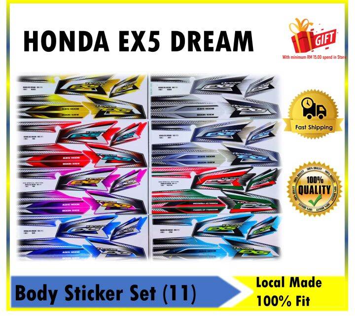 [FREE GIFT] HONDA EX5 DREAM (11) CUSTOME DESIGN BODY STICKER - 8 ...