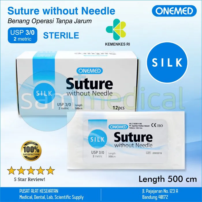 OneMed Benang Operasi atau Surgical Suture Benang Silk 3 PER 0 PER pcs ...