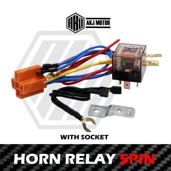 UNIVERSAL Horn Relay 5PIN with Socket 2V 80A Loud Horn & Hi Voltage LED ...
