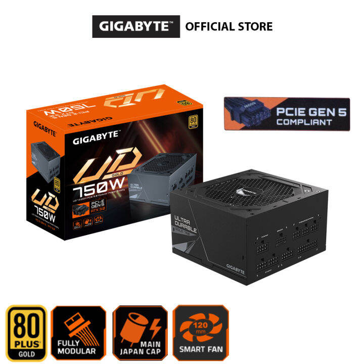 Gigabyte Ultra Durable 750W PCIe 5.0 80+ Gold Full Modular Power Supply ...