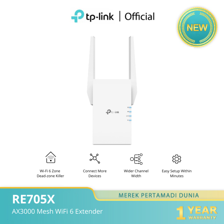 TP-link RE705X AX3000 ( 2.4Ghz + 5Ghz ) OneMesh Gigabit Repeater Dual ...