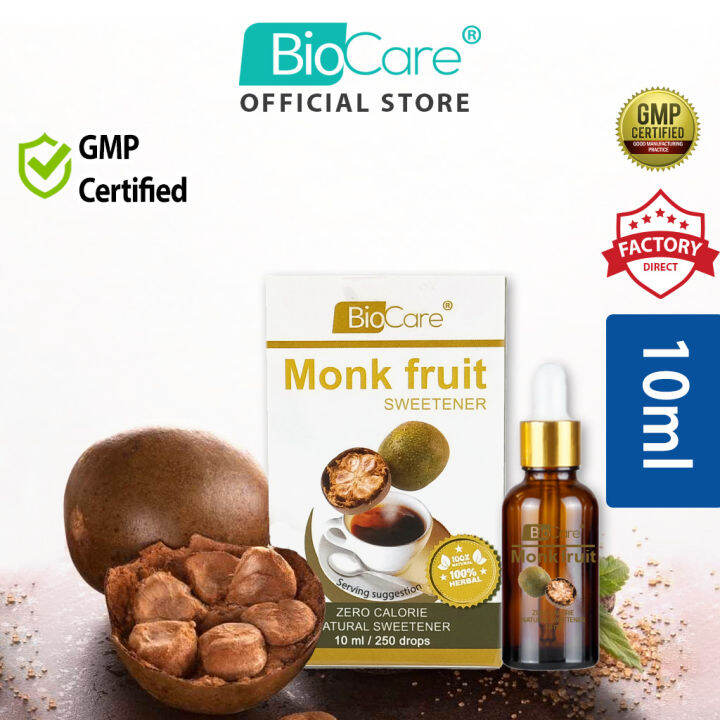 Biocare Monk Fruit Sweetener 10ML/ Zero Calorie/ Diabetes Friendly ...