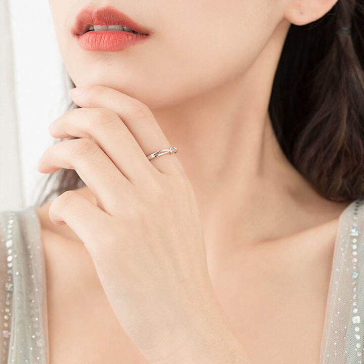 SANHE แหวนลายเส้นที่เรียบง่ายเรขาคณิตหญิงรอบนิ้วแหวนนุ่มลมเย็นเปิดแหวนนิ้วแฟนสาว Ins Tide ...
