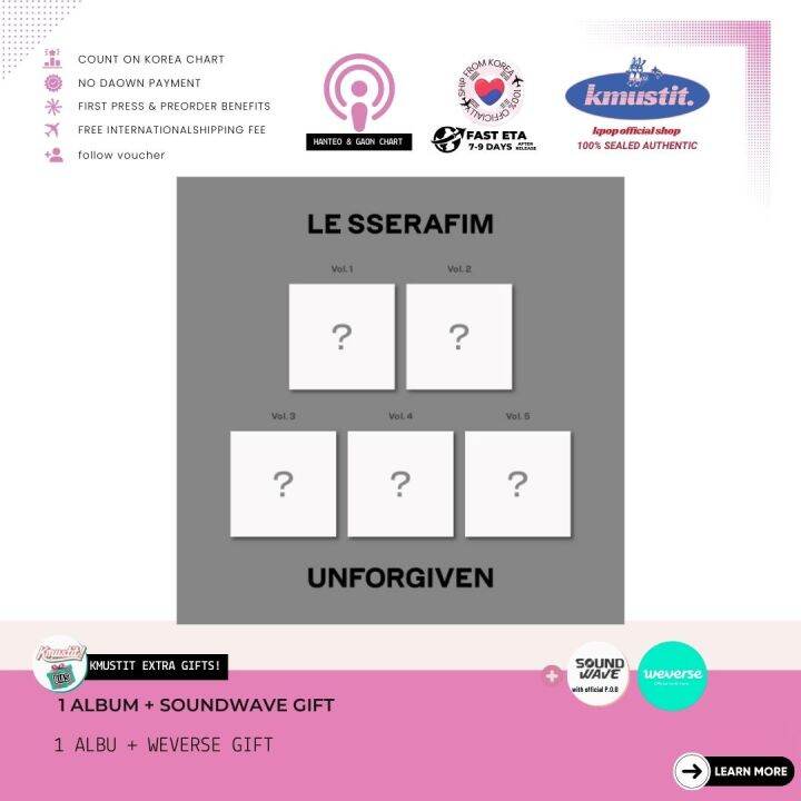 LE SSERAFIM - 1st Studio Album [UNFORGIVEN]compact ver + soundwave gift ...