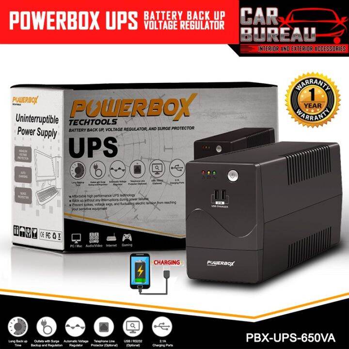 Surge protector ☁PowerBox UPS with Battery Back up, Voltage Regulator ...