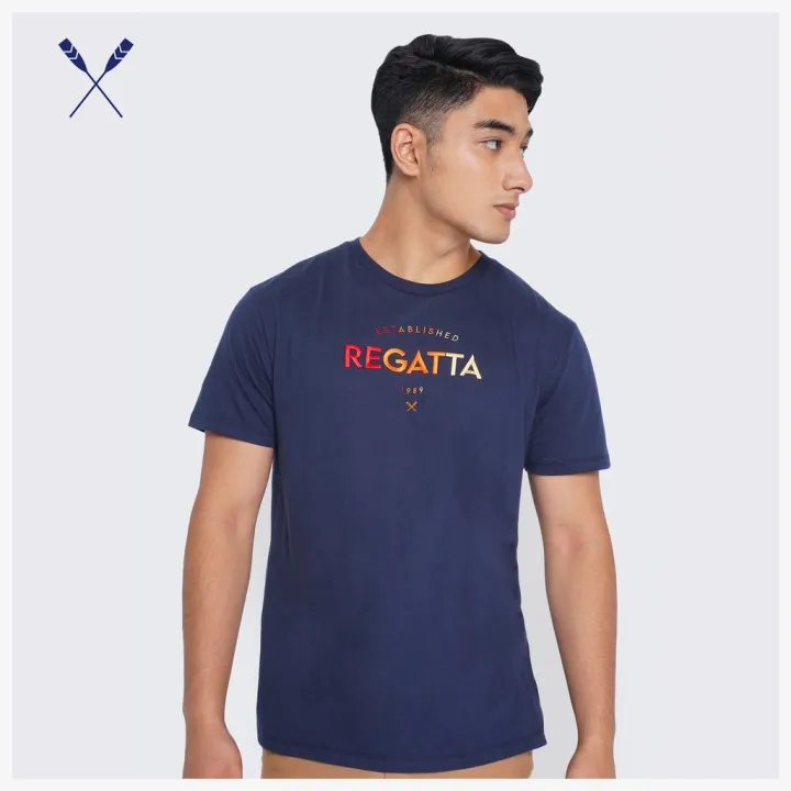 Regatta Round Neck T-Shirt With Front Emnbroidered Logo For Men (Navy ...
