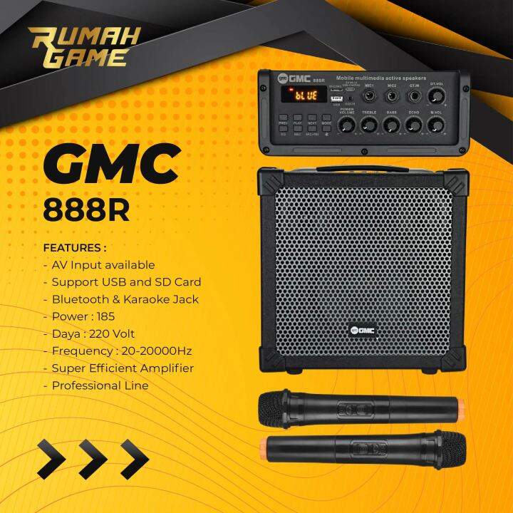 GMC Speaker Ampli Portable Multimedia seri 888R ukuran 8inc+ 2 Mic | Lazada Indonesia