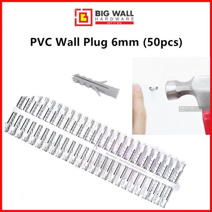 PVC Wall Plug 6mm (50pcs) Big Wall Hardware | Lazada