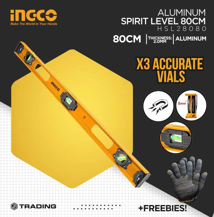 INGCO Aluminum Spirit Level 80cm I-Beam Style with 2.0mm Thickness ...