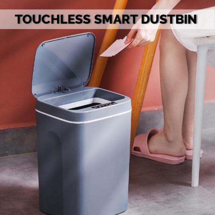 Touchless Smart Rubbish Bin 16L Motion Sensor Automatic Kick Vibration ...