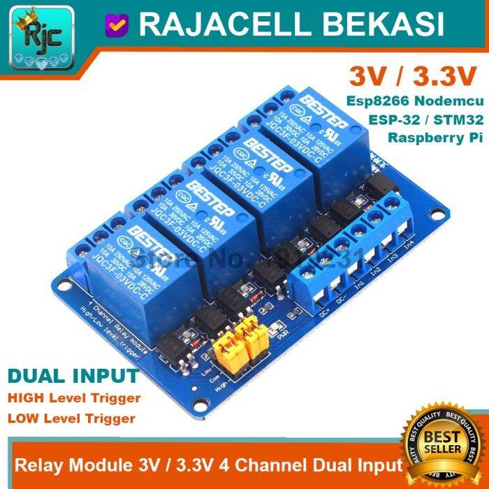 Relay Module 3.3V 3V 4 Channel Dual Input High Low Trigger for ESP8266 | Lazada Indonesia