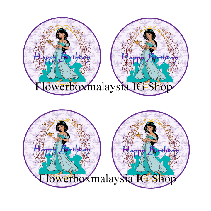 Princess Jasmine Aladdin Theme Party Kits Goodiebag Water bottle Label ...
