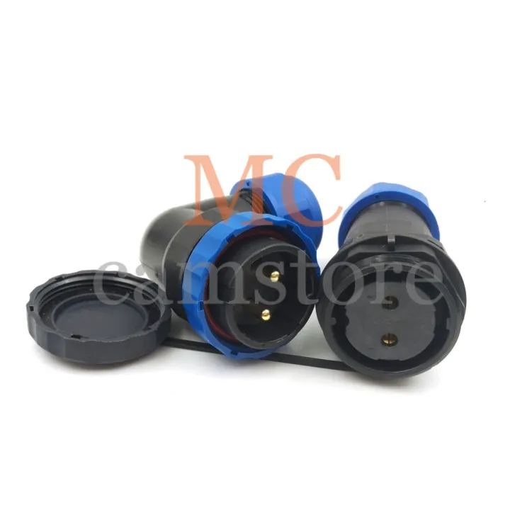 SD28 2pin waterproof bulkhead connector aviation power cable connector plug and socket right ...
