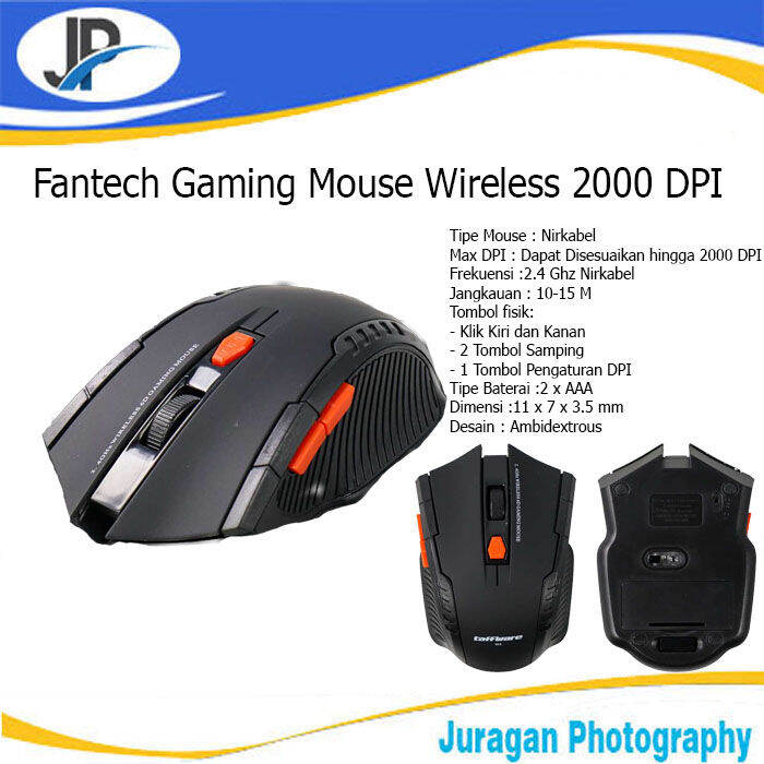 Fantech Gaming Mouse Wireless 2000 DPI / Mouse Gaming Wireless Tanpa ...