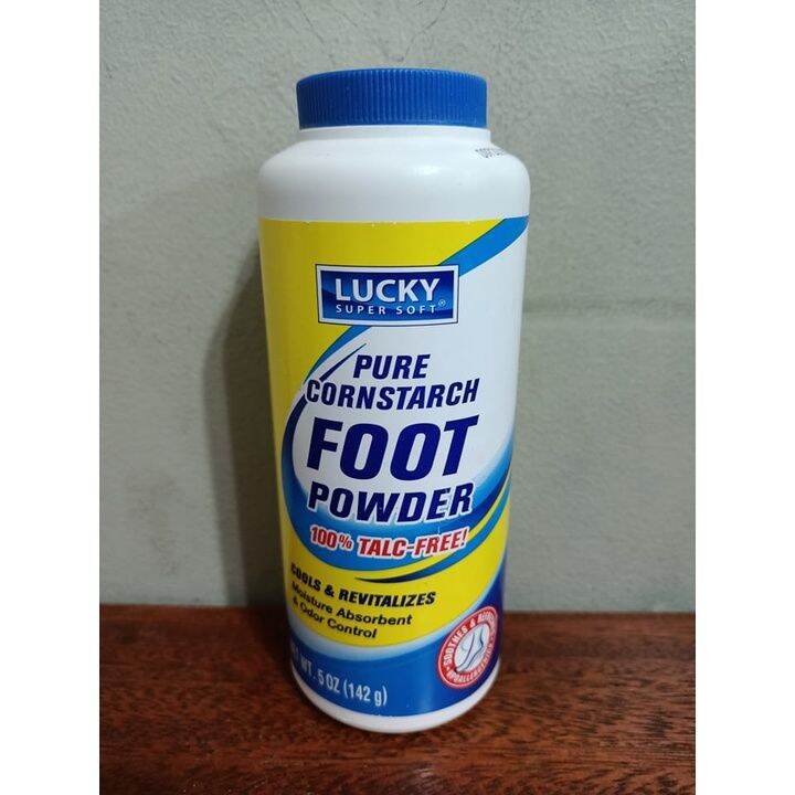 Lucky Super Soft Pure Cornstarch Foot Powder 100% Talc-Free (142g) Made ...