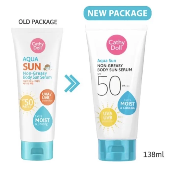 ♢Cathy Doll Aqua Sun Non Greasy Body Sun Serum SPF50 PA+++ 50 ขนาด 50ml และ 138ml Cathy Doll ...