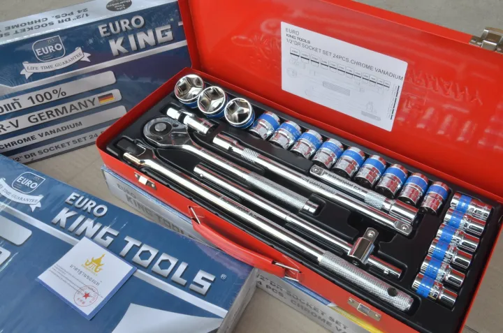EURO KING TOOLS ชุดประแจบล็อก 1/2" (4หุน) 24 ชิ้น 6 เหลี่ยม แท้ 100% ...