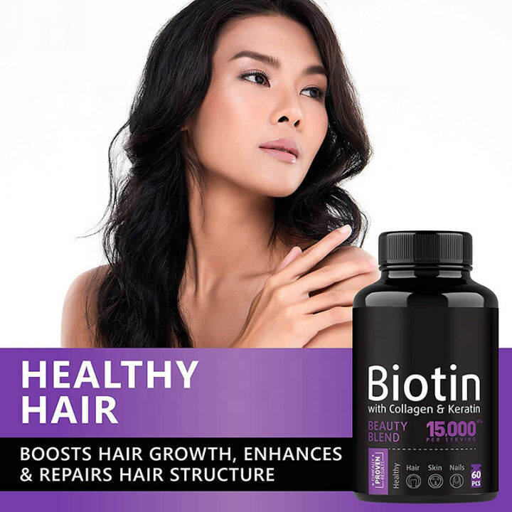 Biotin Capsules 15,000 MCG - Increase Healthier, Shinier Hair, Skin ...