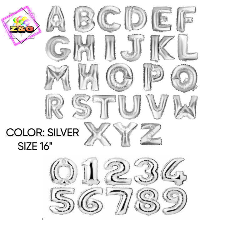 SILVER LETTER/NUMBER BALLOON SIZE: 16" / COLOR: SILVER/ INDIVIDUALLY ...