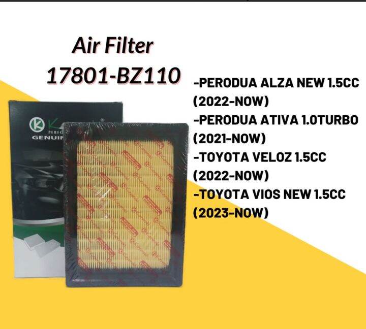 17801-BZ110 ORIGINAL PERODUA AIR FILTER TOYOTA ATIVA ALZA(W150) VIOS ...