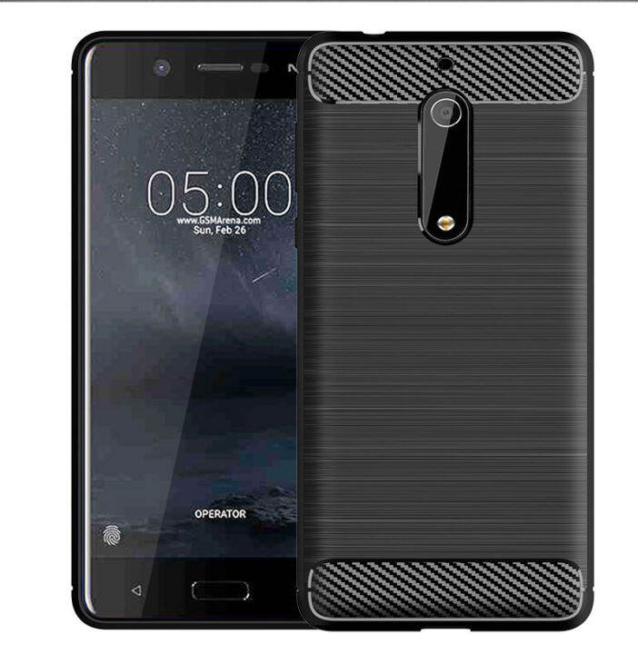 Nokia 5 Case Nokia5 Armor Carbon Fiber TPU Soft Silicone Back Cover ...