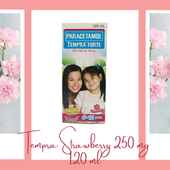 Tempra Forte 250 mg / 5 ml Strawberry Flavor 120 ml Syrup | Lazada PH