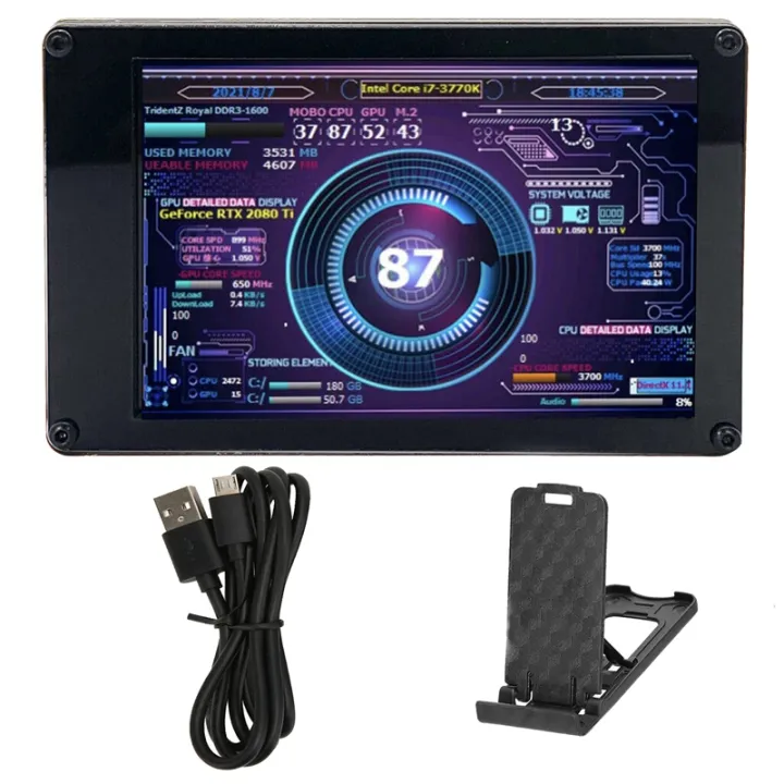 AIDA64 Chassis Display 3.5-Inch IPS LCD Screen USB Computer Secondary Screen with Aluminum Alloy ...