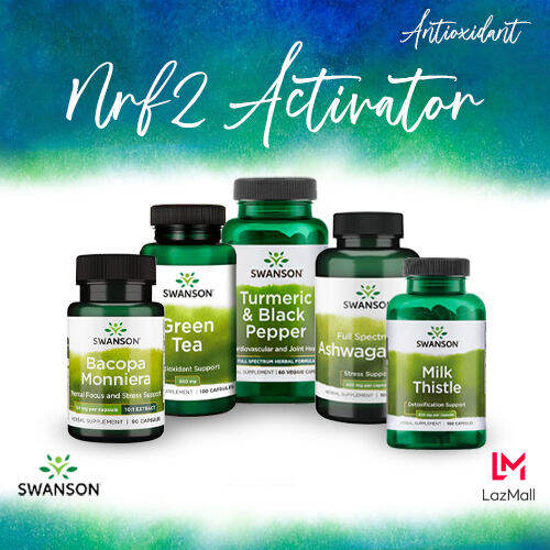 Swanson NRF 2 Activator Bacopa Monnieri 50 MG 90 Caps, Green Tea 500 MG ...