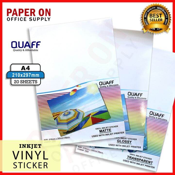 Writing and Paper QUAFF Vinyl Sticker (Glossy/matte/Transparent) A4 ...