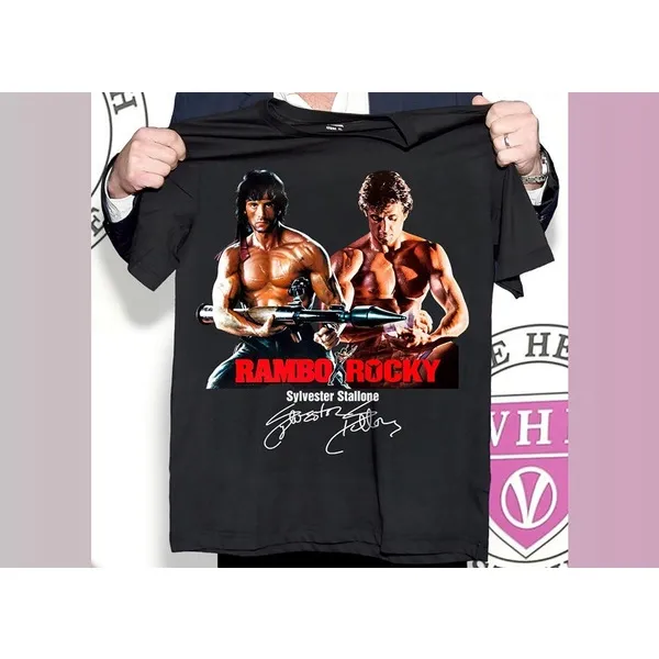 Rambo Rocky Sylvester Stallone Characters Signed Movie Fan T Shirt ...