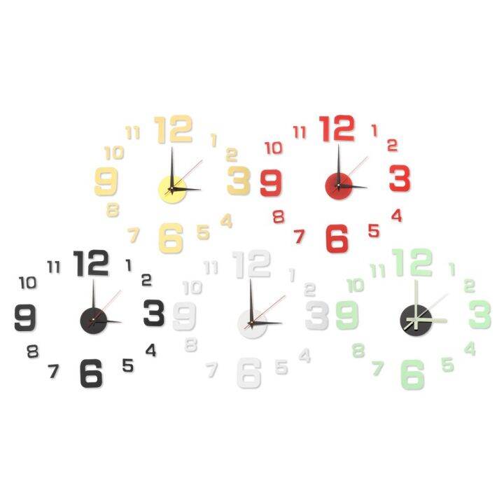 3D Wall Clock Luminous Wall Clocks DIY Digital Clock Wall Stickers ...
