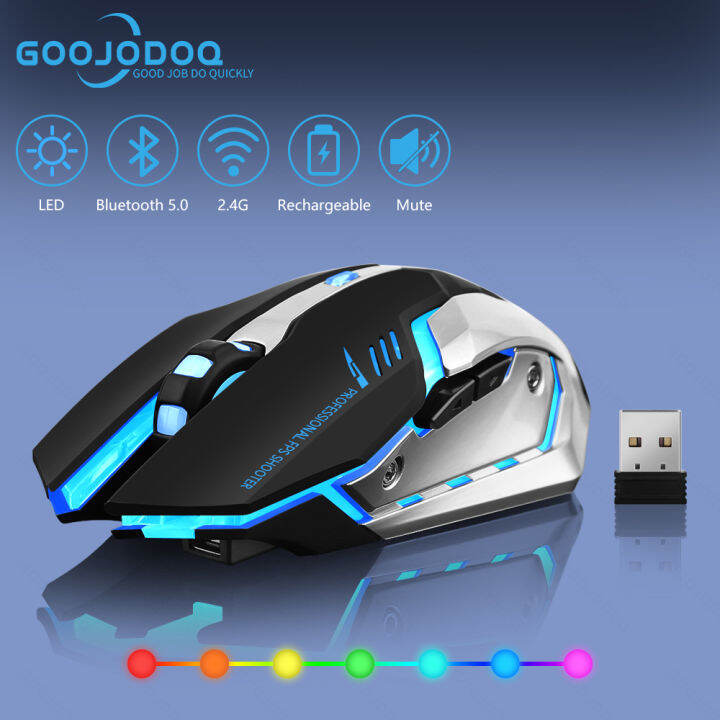 GOOJODOQ Gaming Mouse Bluetooth+2.4G USB Receiver Ergonomic Wireless ...