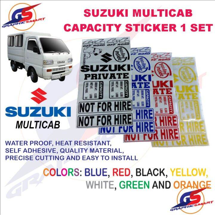 Suzuki Multicab Sticker Decals Set Capacity, Not for Hire, Private, 4X4 ...