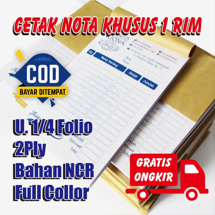 Cetak Nota (Khusus 1 rim 2ply) Nota Custom nama sendiri, nota laundry ...