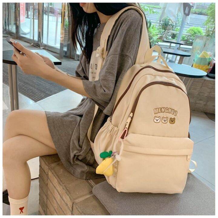 กระเป๋าเป้ MENGHUO 🍎ทรงสวยน่ารัก เนื้อผ้าหนา แข็งแรง 🥝 | Lazada.co.th