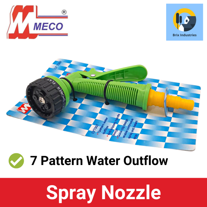 Meco 7 Functions Spray Nozzle with Hose Adapter #LY7007 Heavy Duty Brix ...