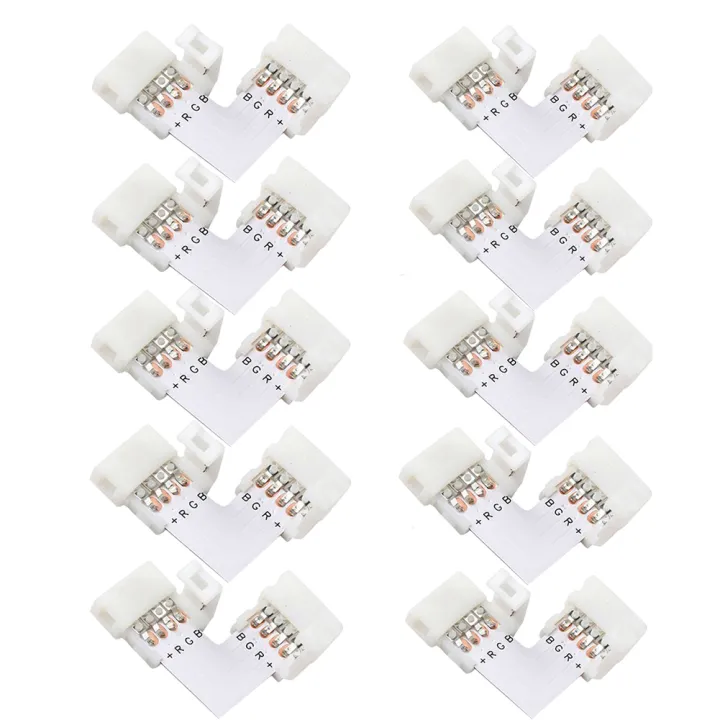 10 pc sLED Connectors kit ，L Shape 4 Pins Connector 10mm Right Angle ...