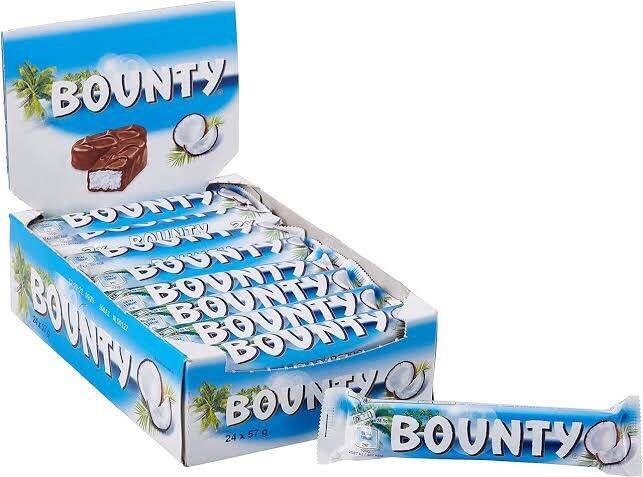 Bounty Chocolate 24x57g (1 box) บาว์นตี้ ช็อกโกแลตบาร์ 24x57 กรับ (1 ...