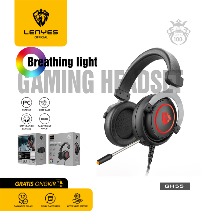 Lenyes GH55 Headset Headphones Stereo Gaming RGB Deep Bass Original | Lazada Indonesia