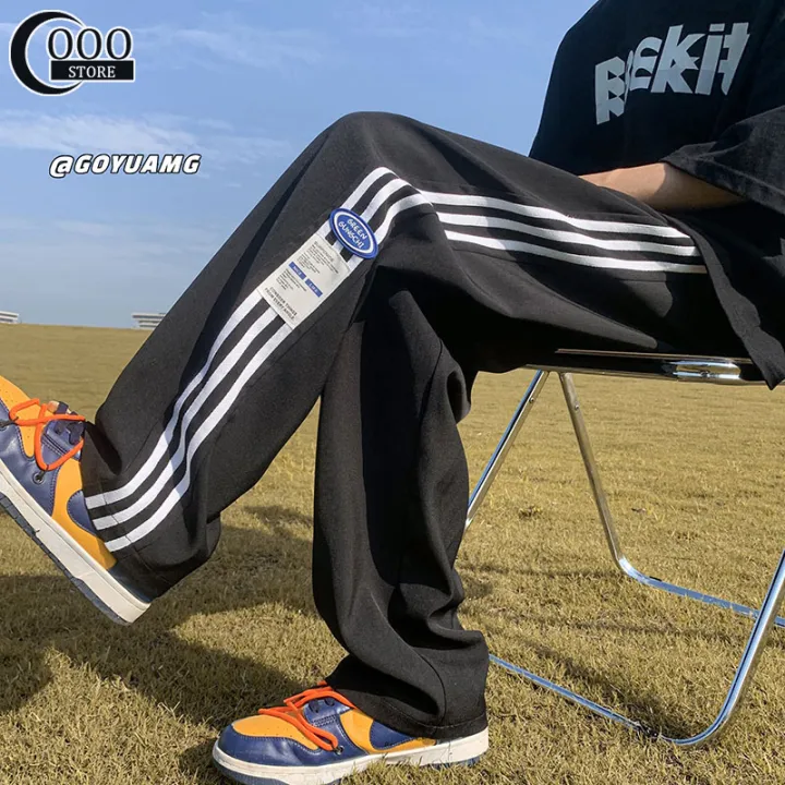 Oooo กางเกงผู้หญิงตรงหลวมสไตล์อเมริกันย้อนยุคกางเกงขายาว | Lazada.co.th