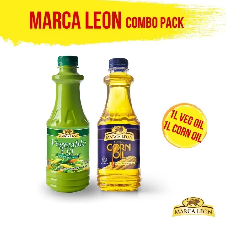 Marca Leon Vegetable Oil 1L PET Bottle + Corn Oil 1L PET Bottle Combo ...