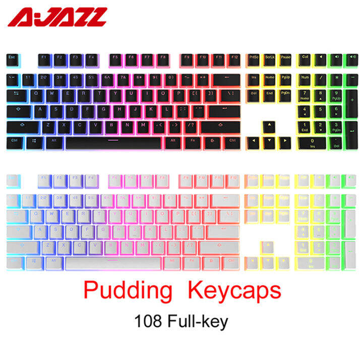 AJAZZ PBT Keycaps 108 Keys Mechanical Keyboard Kit OEM Profile Pudding ...