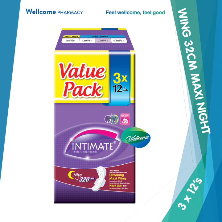 Intimate Ultra Long Maxi Heavy Flow Night Use Wing 32cm Sanitary Pad ...