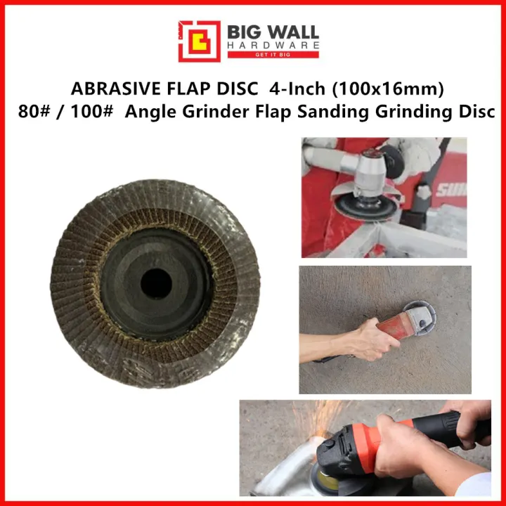 ABRASIVE FLAP DISC 4-Inch (100x16mm) 80# / 100# Angle Grinder Flap Sanding Grinding Disc for ...