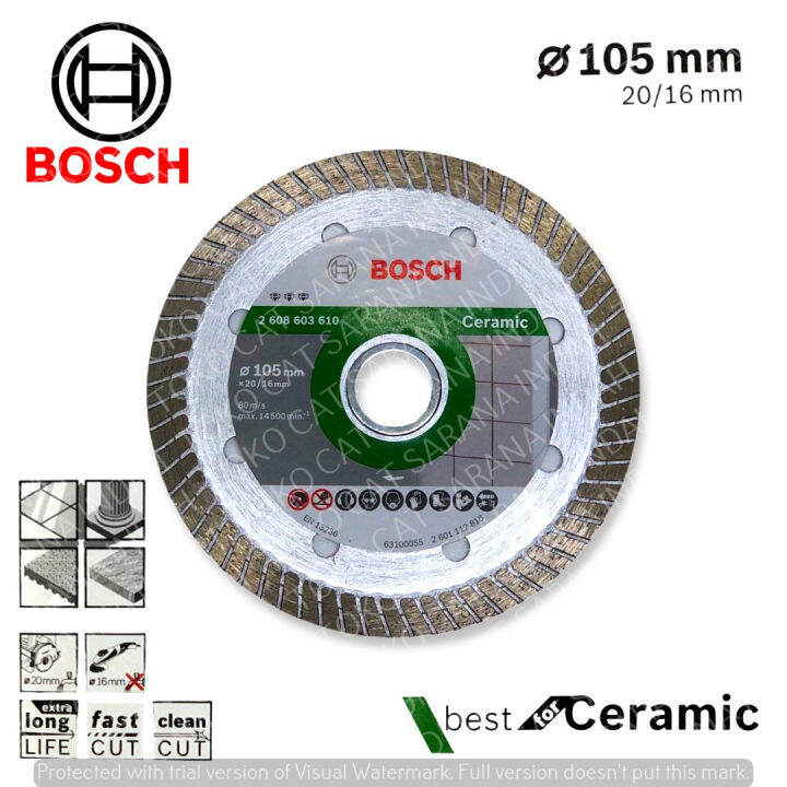 BOSCH DIAMOND WHEEL 4" INCH TURBO MATA POTONG KERAMIK BOSCH DRY & WET ...