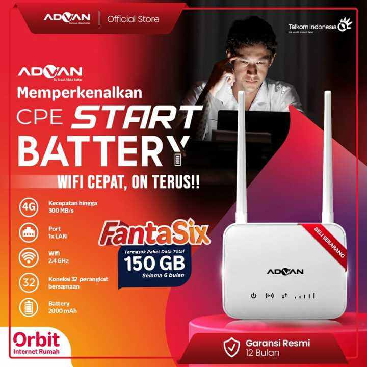 Telkomsel Orbit Advan CPE Start Modem Router Wifi 4G Free Kuota 150GB ...