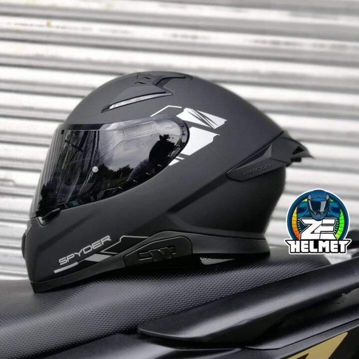 SPYDER RECON 2 V2 Plain (Matte Black) FULL FACE - DUAL VISOR (with FREE ...