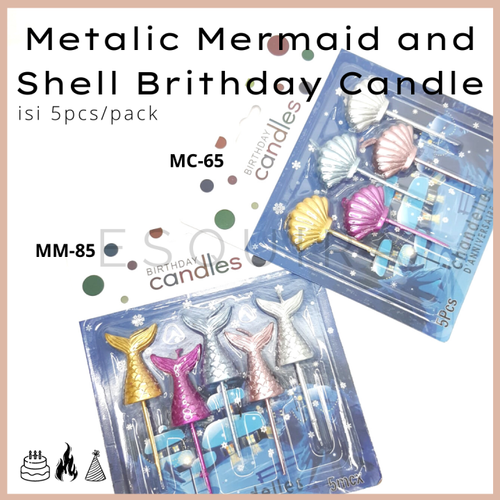 Metalic Mermaid and Sheels Candle / Lilin Mermaid dan Kerang / 5 pcs ...